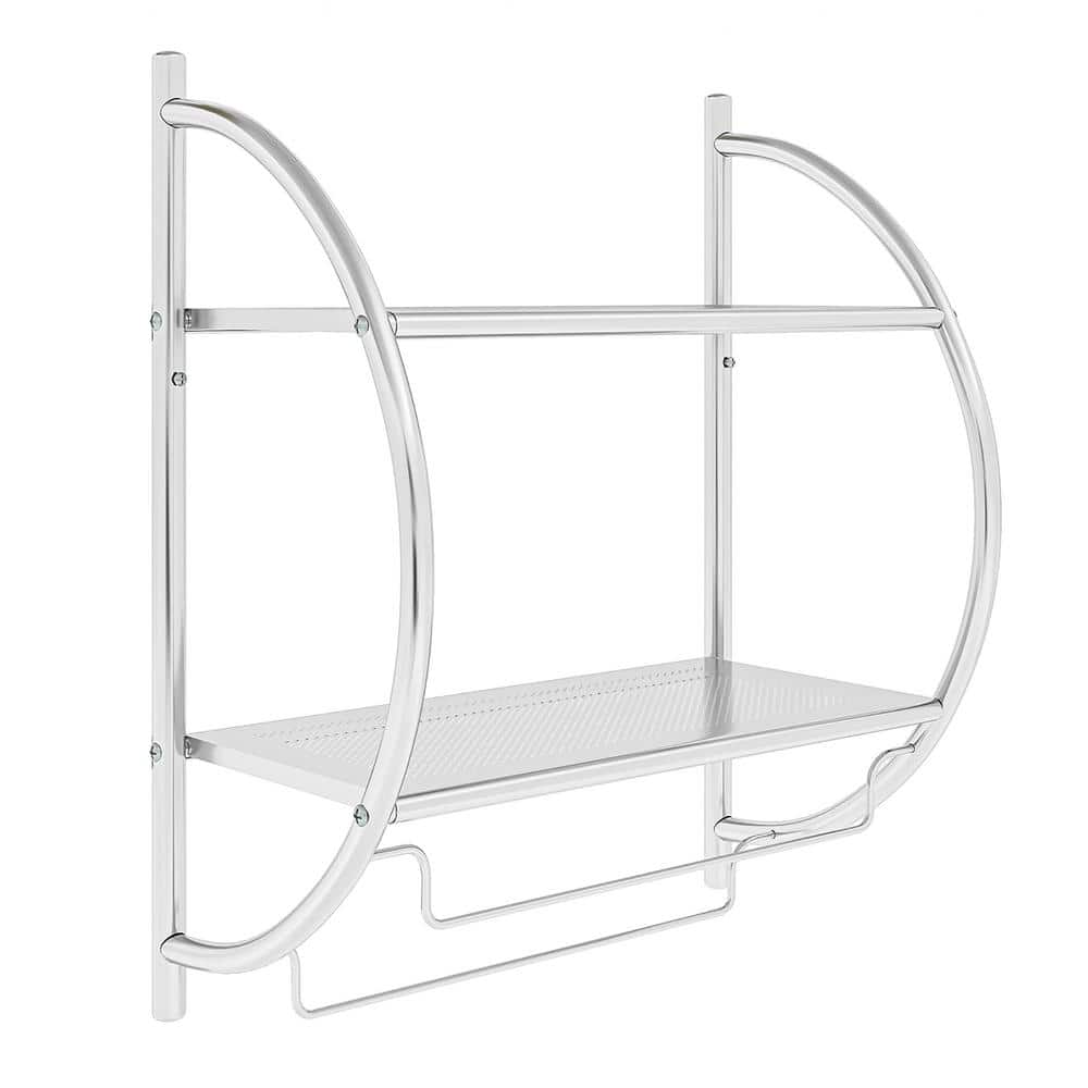 Gymax Shower Organizer Double Holder 2-Tier Wall Mount Bathroom Rack ...