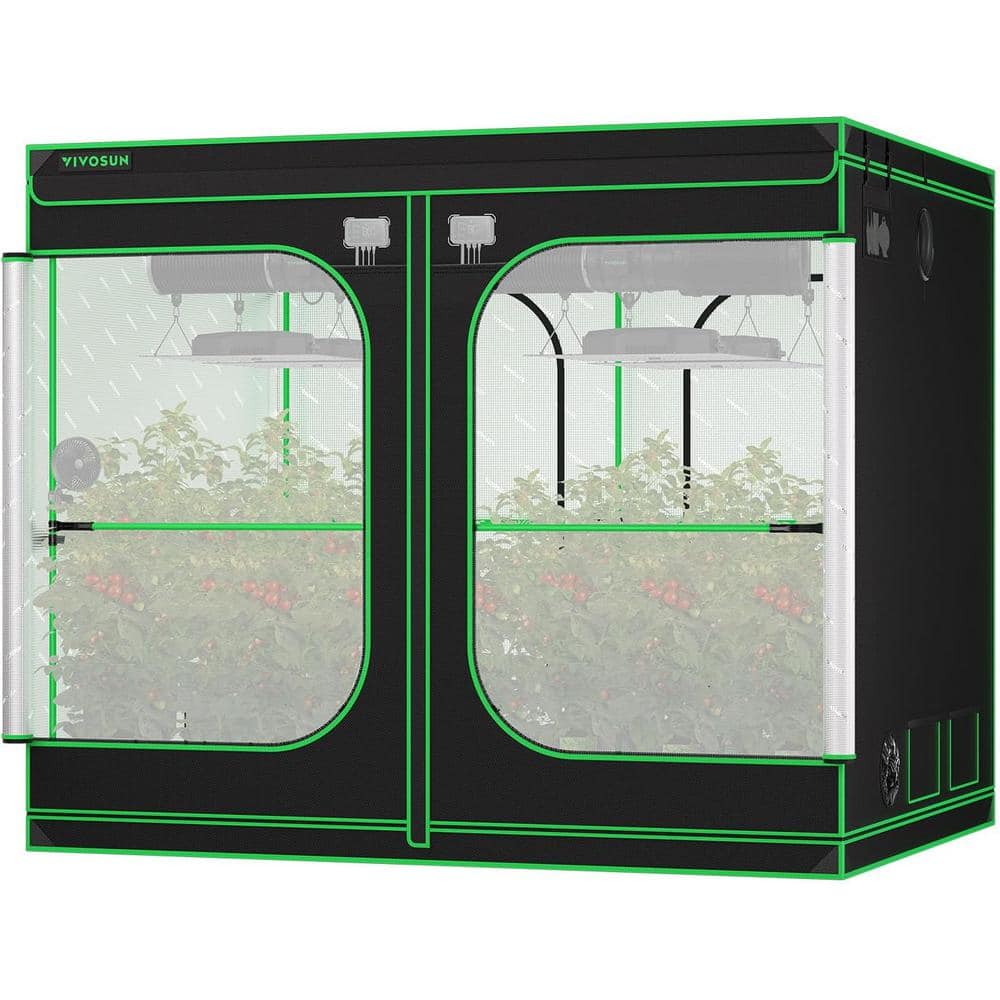 VIVOSUN 8 ft. x 8 ft. P888 Black Pro Grow Tent with Reflective Mylar ...