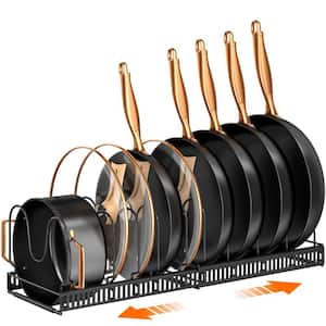 Wudkey Expandable Black Standing Pot Rack for Kitchen Cabinet ...