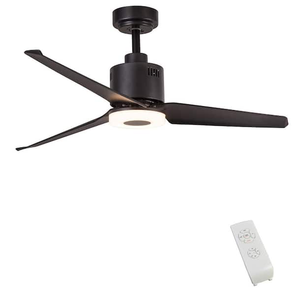 FINXIN Black Remote LED 52 in. Ceiling Fans for Bedroom, Living Room ...