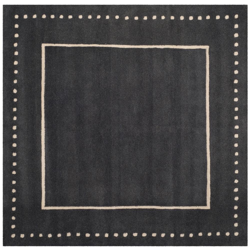 SAFAVIEH Bella Dark Gray/Ivory 5 ft. x 5 ft. Square Border Area Rug ...