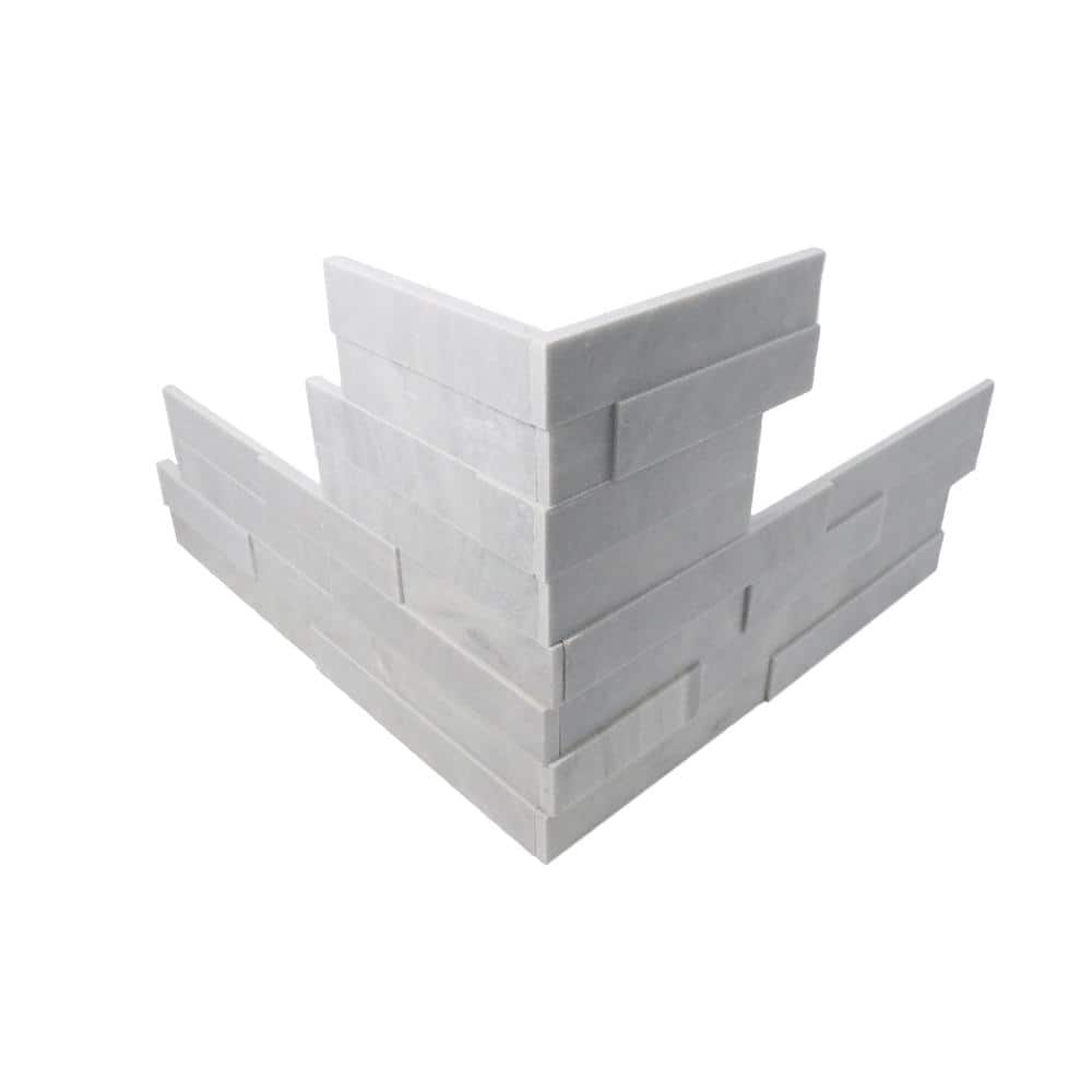 CRUZ BAY STUDIO Cliffside Corner 8 in. x 24 in. Lunar Honed Marble 4 ...