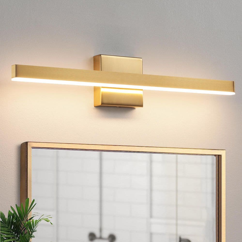 KAISITE 24 in. 1-Light Modern Bathroom Light Fixture Over Mirror Gold ...