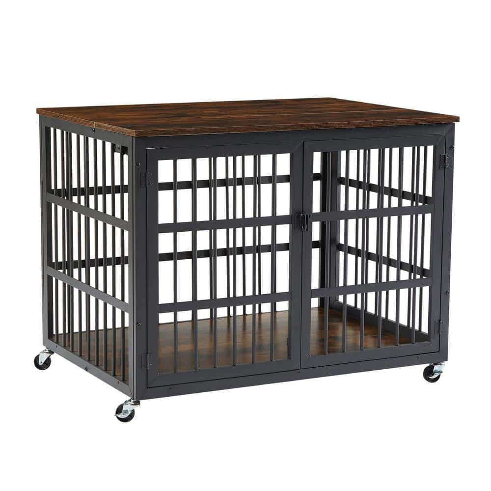 Miscool Anky Furniture Style Dog Crate Wrought Iron Frame Door with ...