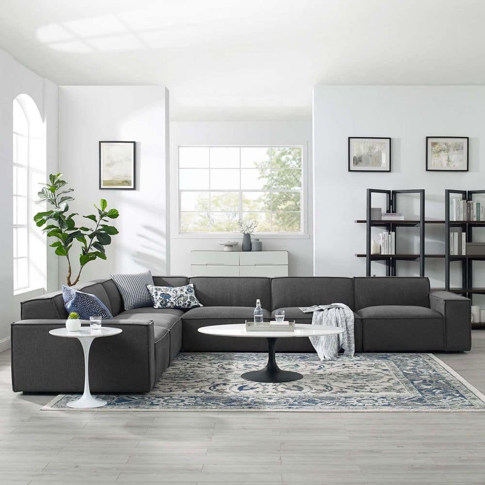 MODWAY Restore 163 in. Square 6-Piece Fabric Rectangle Sectional Sofa ...