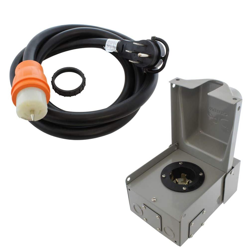 AC WORKS 50A Emergency Power Kit with SS2-50 Inlet Box and Matching 40 ...