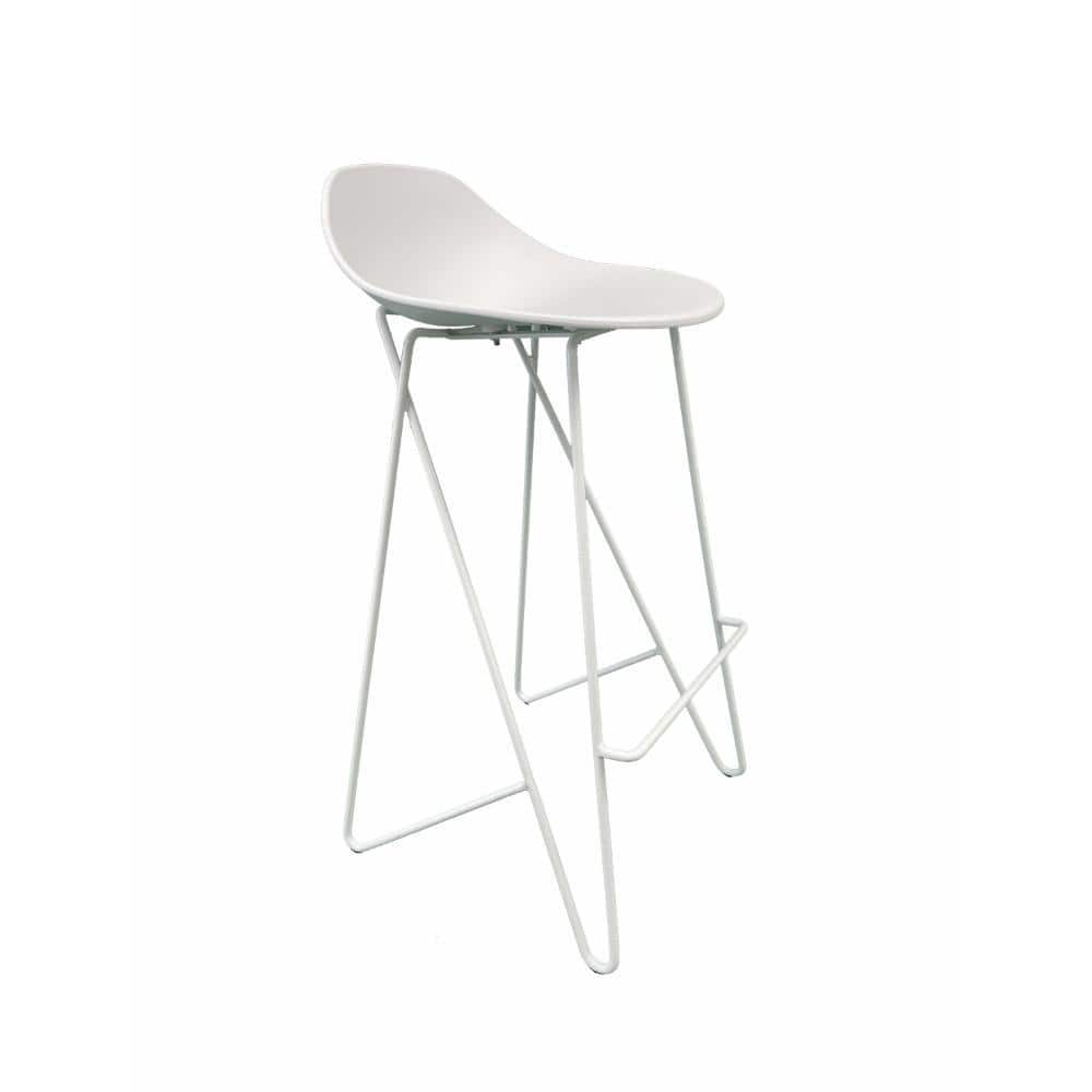 Benjara 30 in. White Backless Metal Bar Stool with Plastic Seat (Set of ...