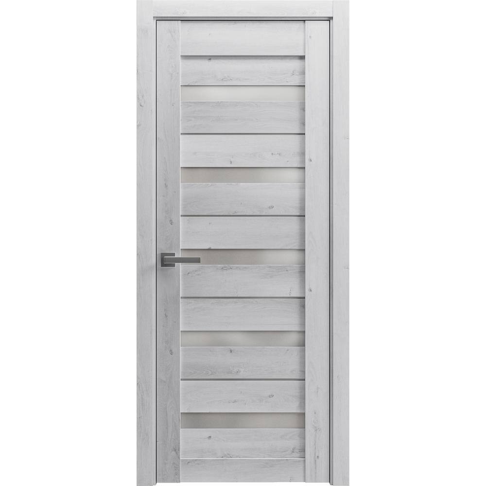 Sartodoors 4445 18 in. x 80 in. Left-Hand/Inswing Solid Frosted Glass ...