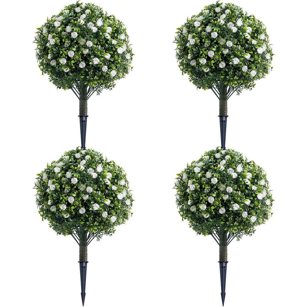 1.97 ft. Artificial Topiary Ball Trees,UV-Resistant PE Fake Plants with ...