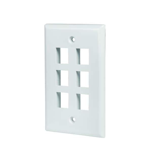 CE TECH 6-Port Wall Plate - White 5006-WH - The Home Depot