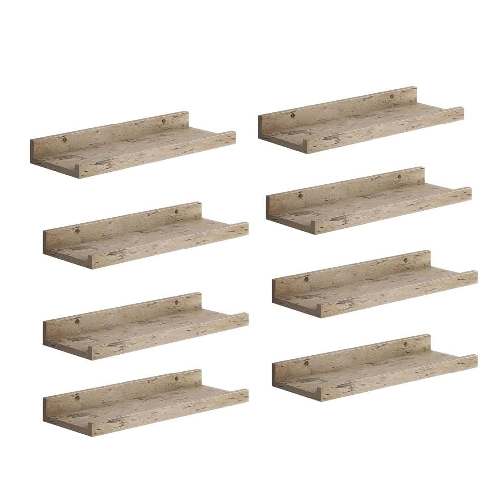 16 in. W x 4.4 in. D Grey Floating Shelves Decorative Wall Shelf (Set ...