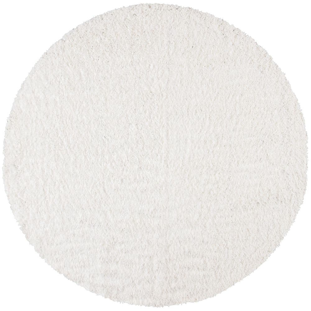SAFAVIEH August Shag White 7 ft. x 7 ft. Solid Round Area Rug AUG200A ...