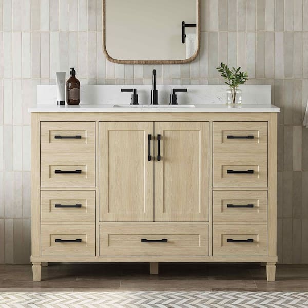 DELUXE DL LIVING Nexa 49 in. Single Sink Freestanding Oak Bath Vanity ...