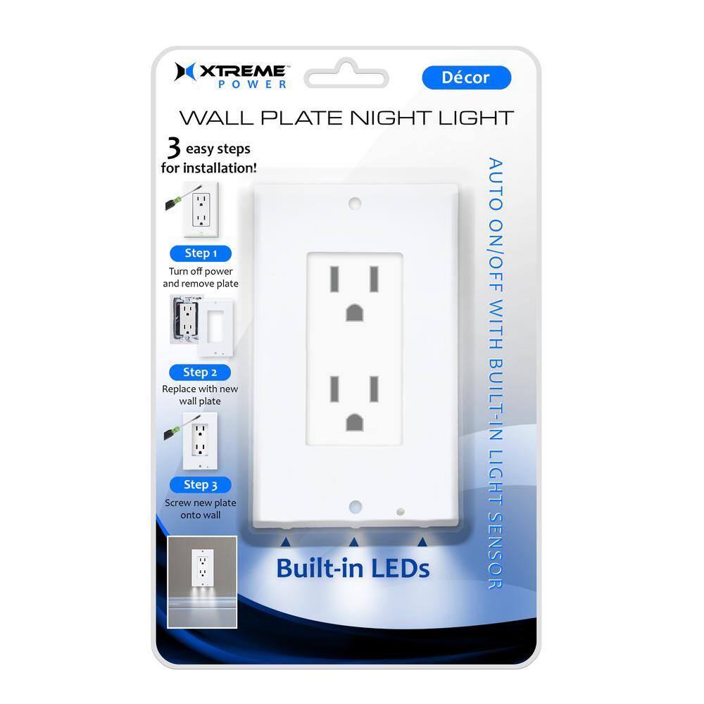 XTREME Decorative Wall Outlet with Built-In Night Light with Sensor ...