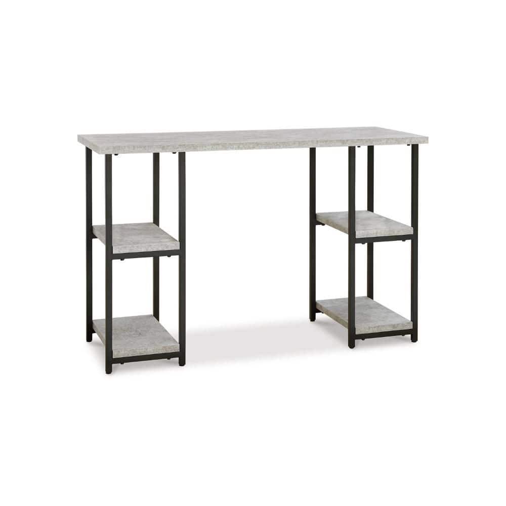 Benjara 47.25 in. Rectangular Gray Faux Concrete Melamine Writing Desk ...