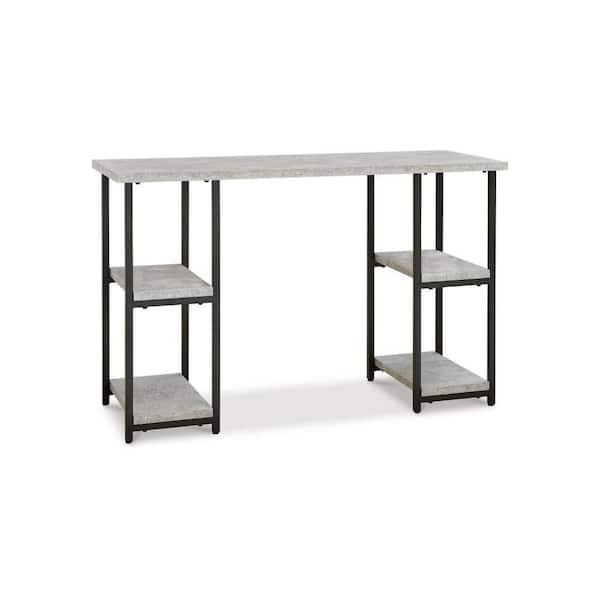 Benjara 47.25 in. Rectangular Gray Faux Concrete Melamine Writing Desk ...