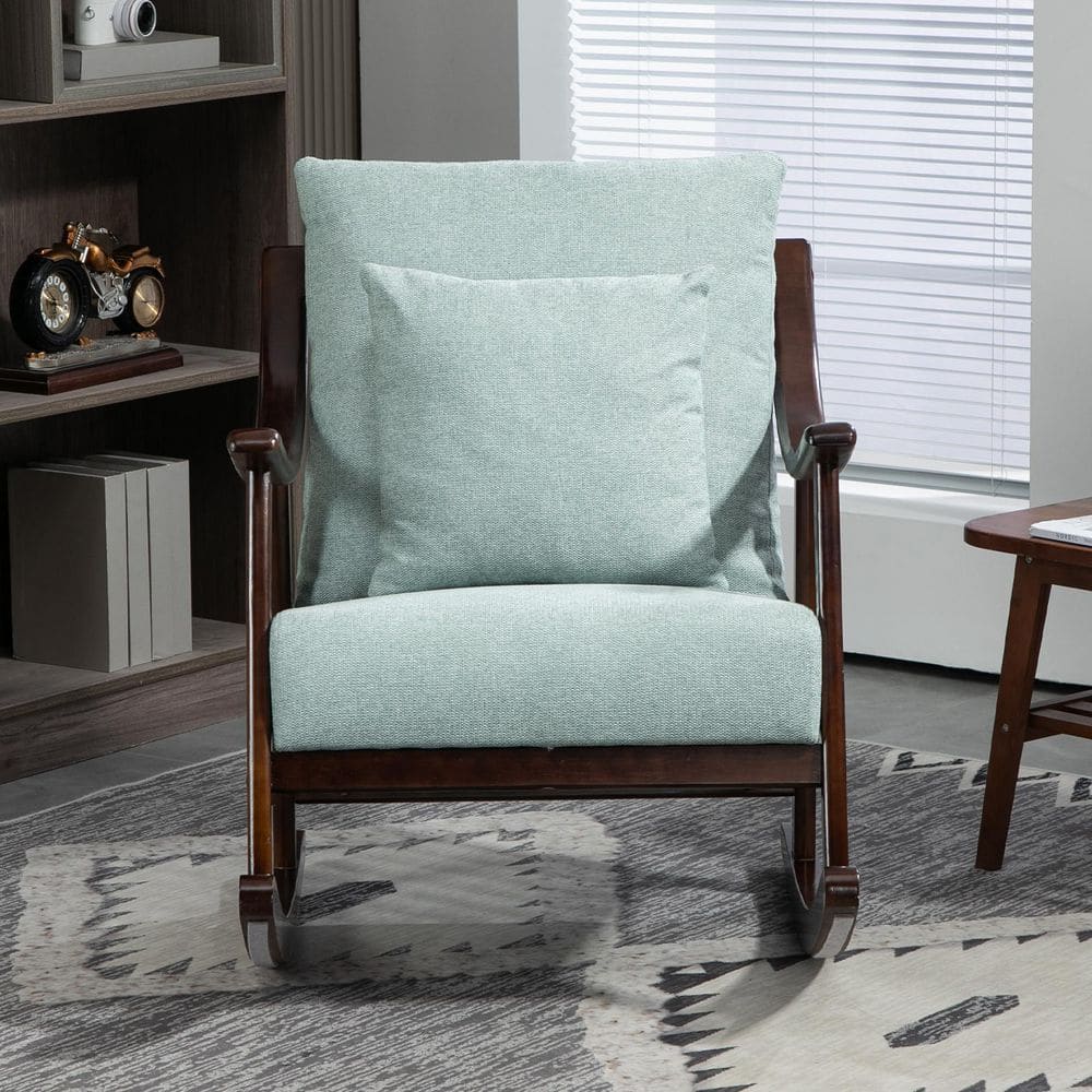 YOFE Light Green Fabric Modern Glider Rocking Chair, Living Room Accent ...