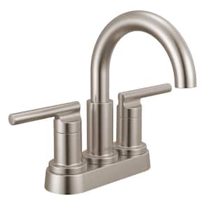Delta Lorna 4 in. Centerset Double Handle Bathroom Faucet with Drain Kit Included in Chrome ...
