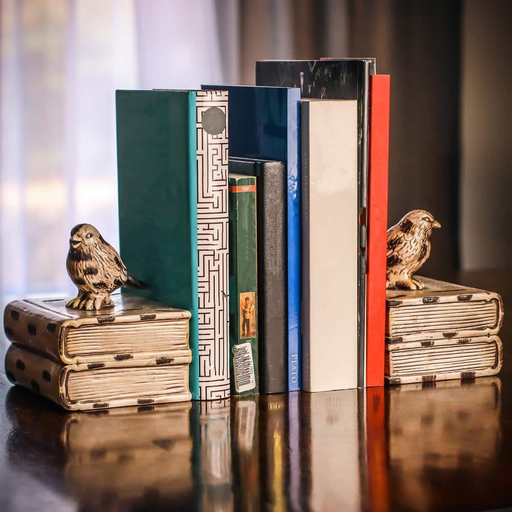 Trademark Innovations Decorative Bird Bookends for Bookshelf BOOKNDS ...