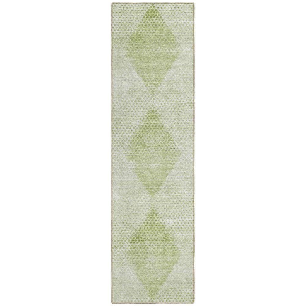 HomeRoots Mint Green 2 ft. x 8 ft. Woven Geometric Runner Indoor ...