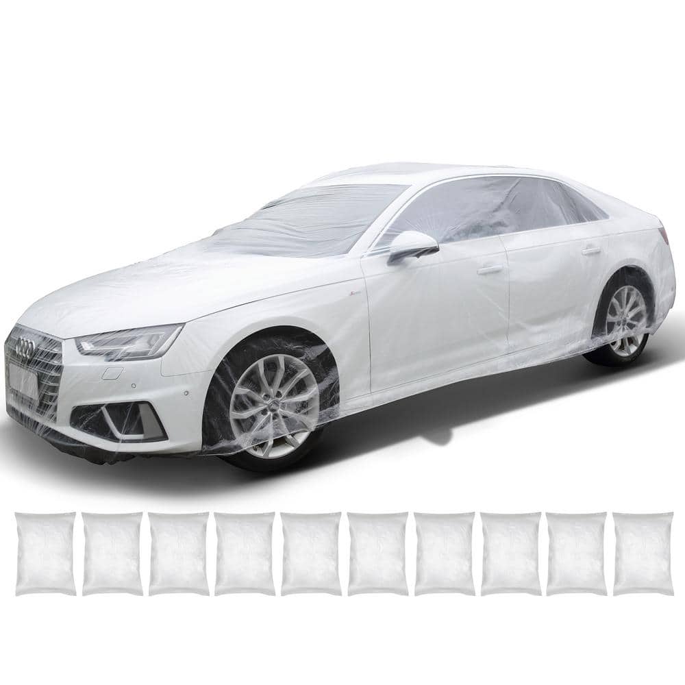 SKYSHALO 10pcs Clear Plastic Temporary Universal Disposable Car Cover ...