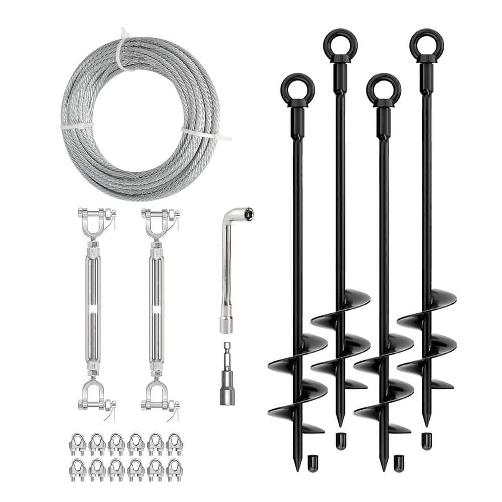 MOEPISY 30" Ground Anchors Shed Anchors Kit with 3/16" 75FT Galvanized ...