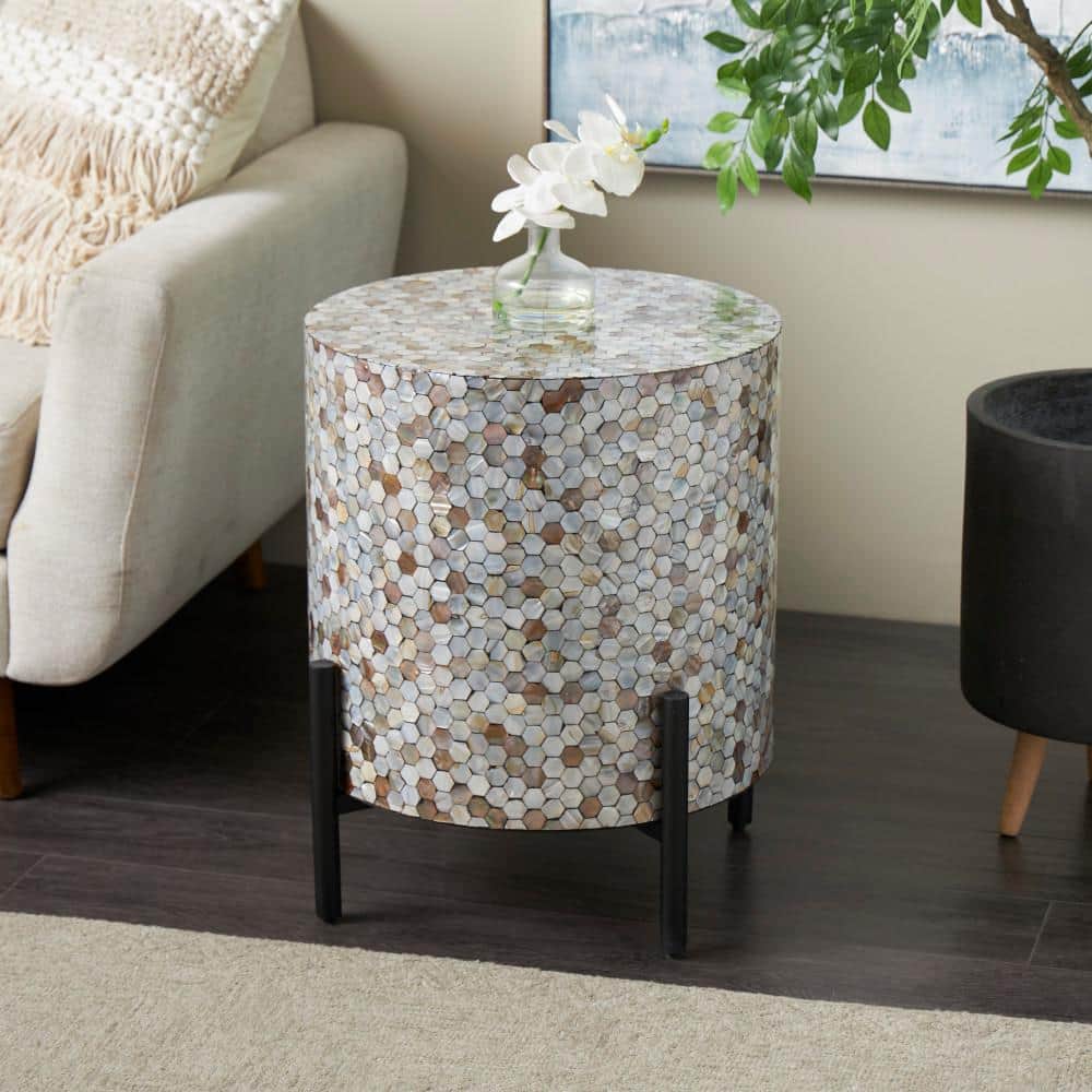 Litton Lane 18 in. W. x 22 in. Multi-Colored Handmade Shell Inlay ...
