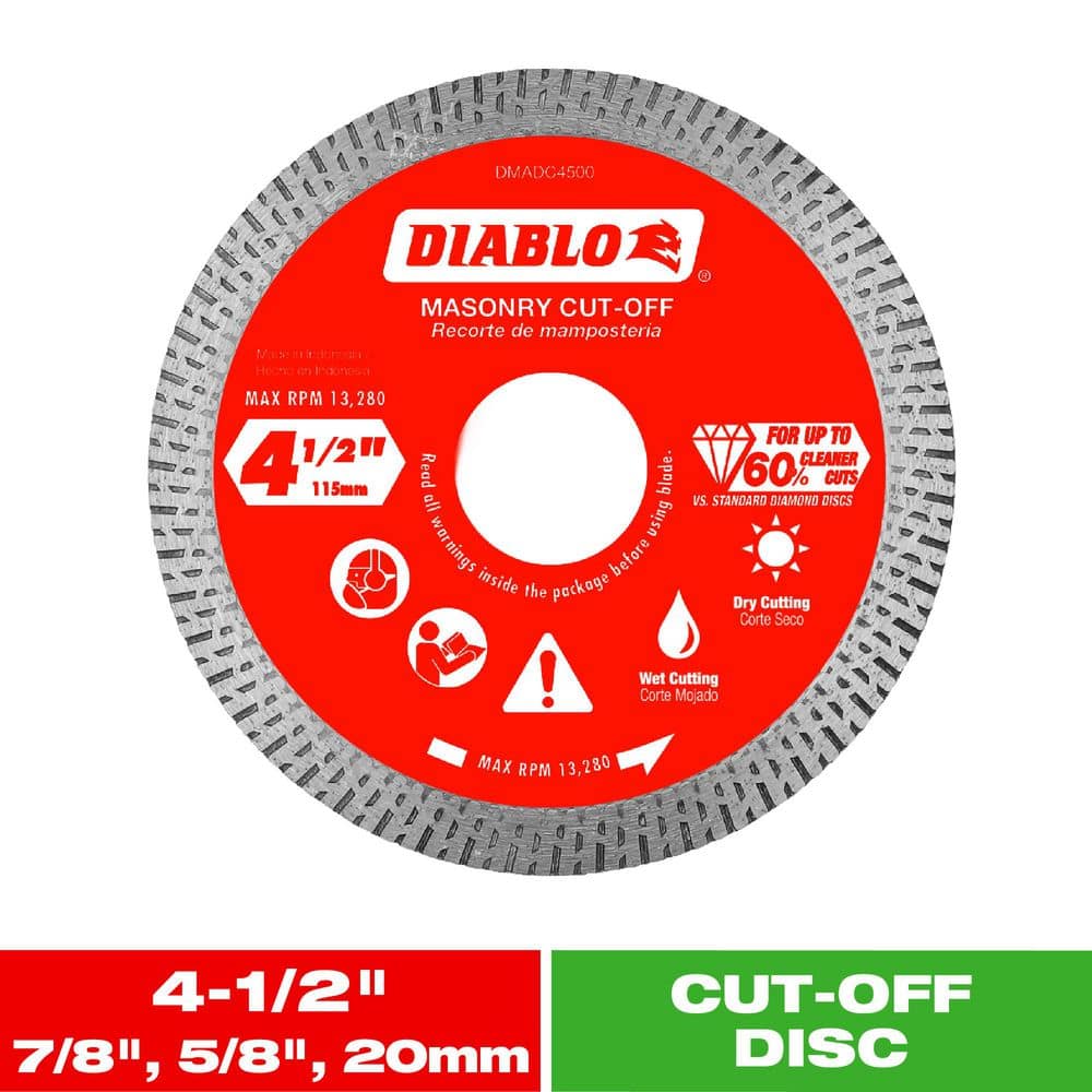 DIABLO 4-1/2 in. Diamond Continuous Rim Cut-Off Discs for Masonry ...