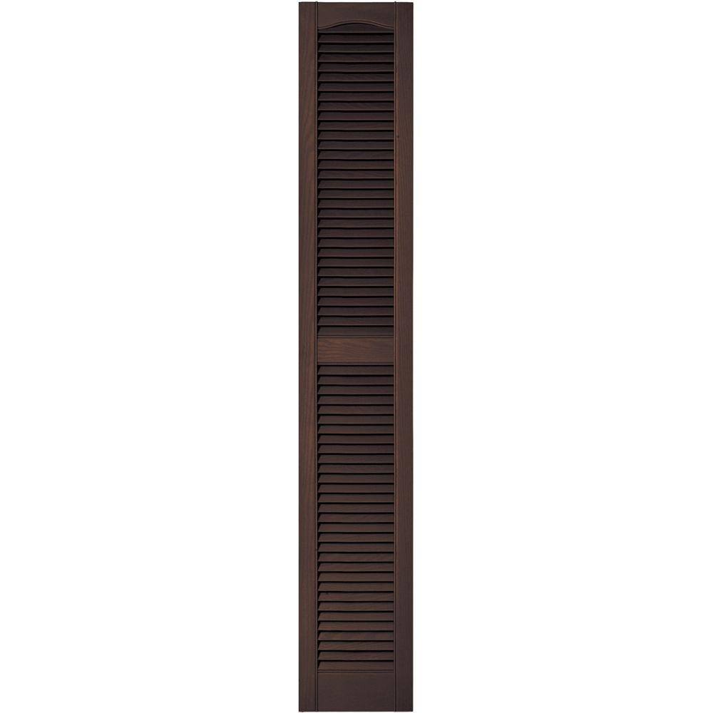 Builders Edge 14.5 in. x 55 in. Louvered Vinyl Exterior Shutters Pair ...