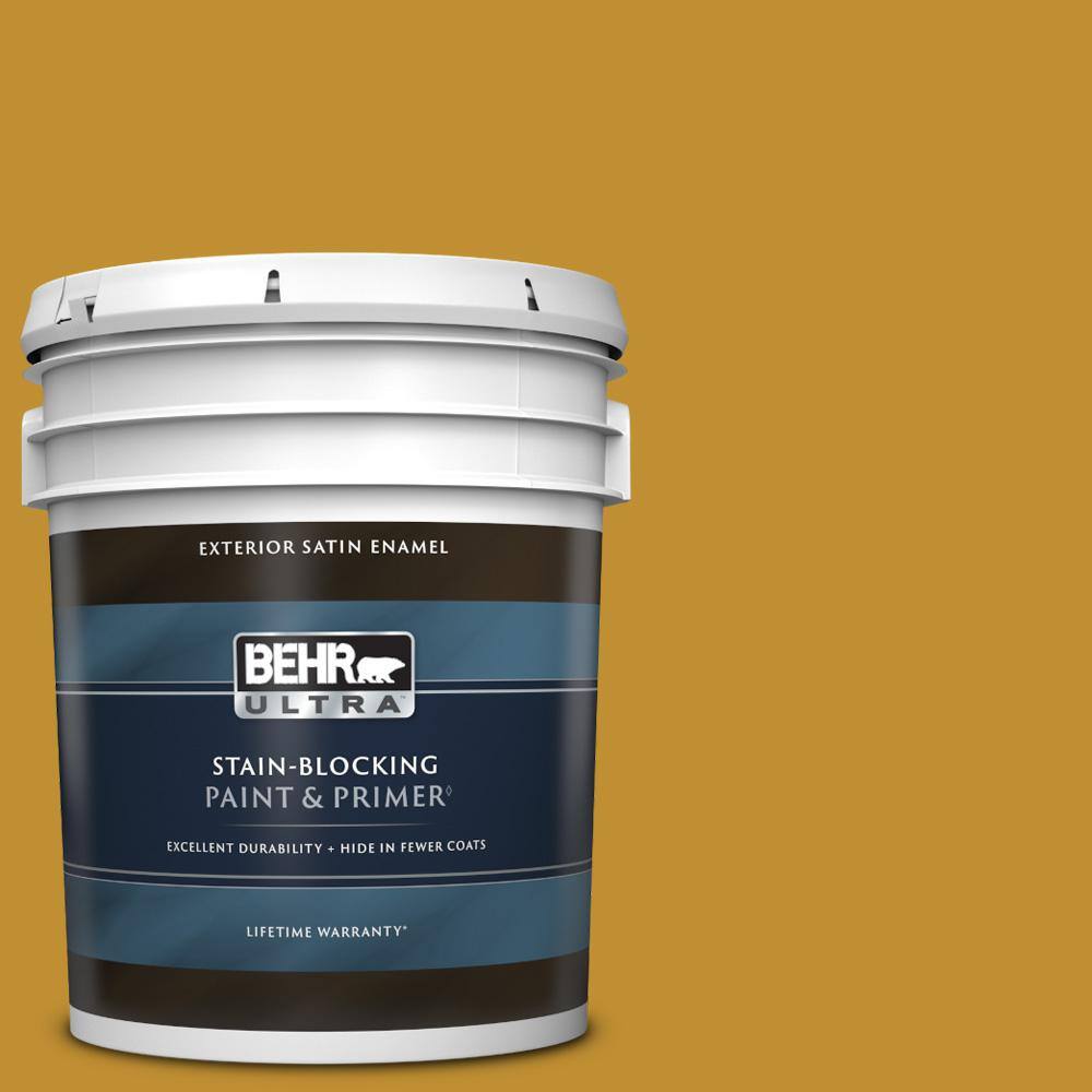 BEHR ULTRA 5 gal. #M290-7 Turmeric Satin Enamel Exterior Paint & Primer ...