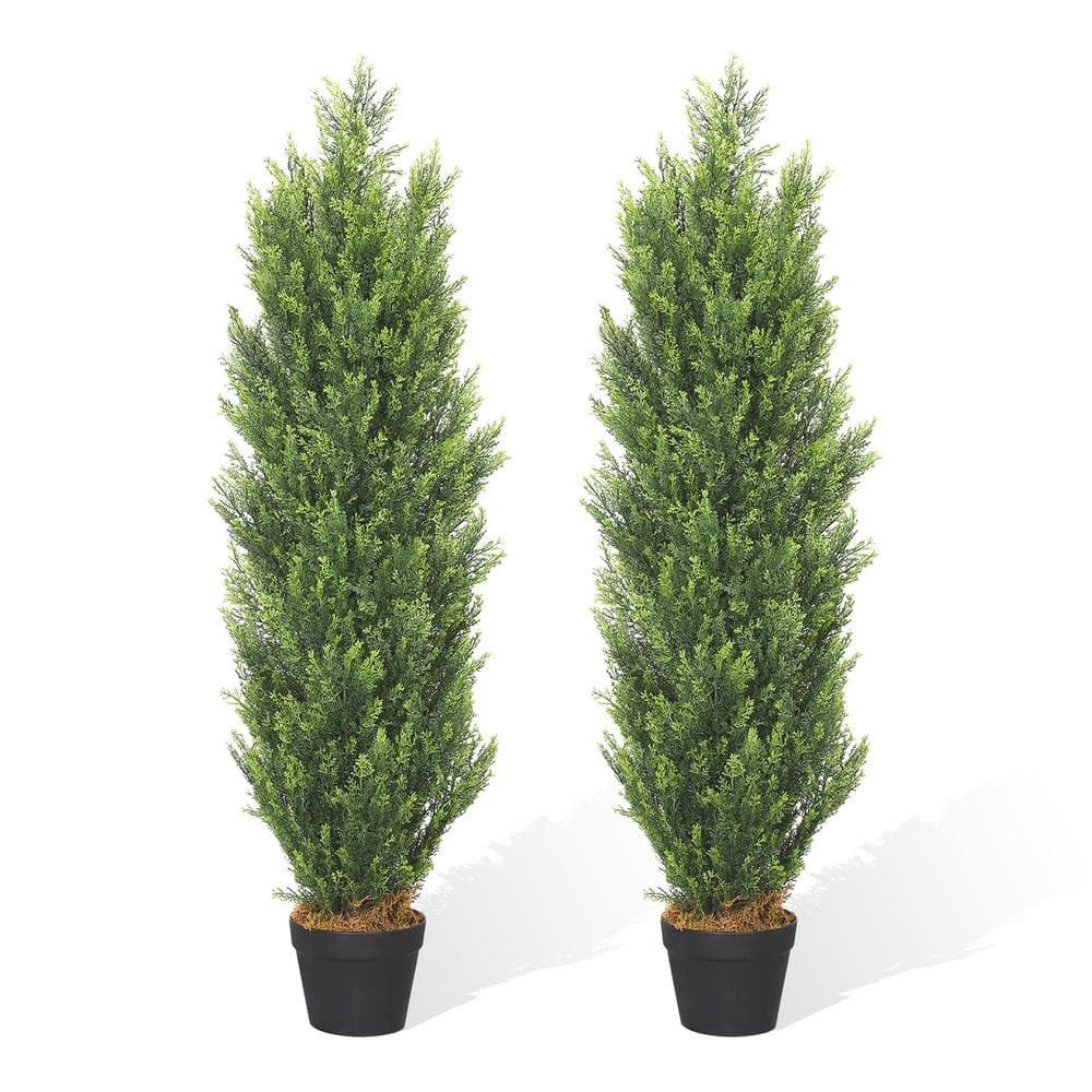 poetree 48 in. Green Artificial Cedar Tree in Pot HDSBS-1.2M-2 - The ...