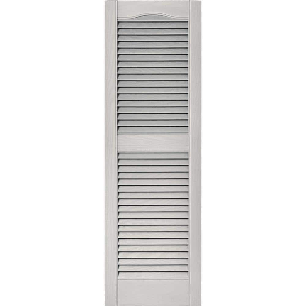 Builders Edge 15 in. x 48 in. Louvered Vinyl Exterior Shutters Pair in ...