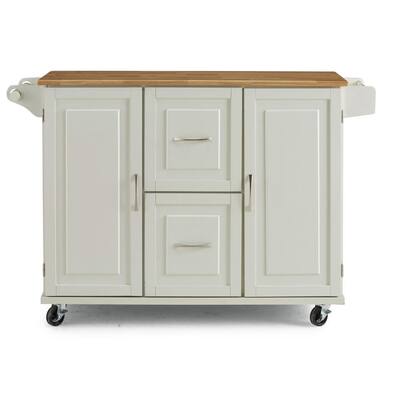 HOMESTYLES Dolly Madison White Kitchen Cart with Natural Wood Top 4509-95