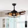 ANTOINE 48 in. Indoor Farmhouse Retractable Ceiling Fan with Light ...