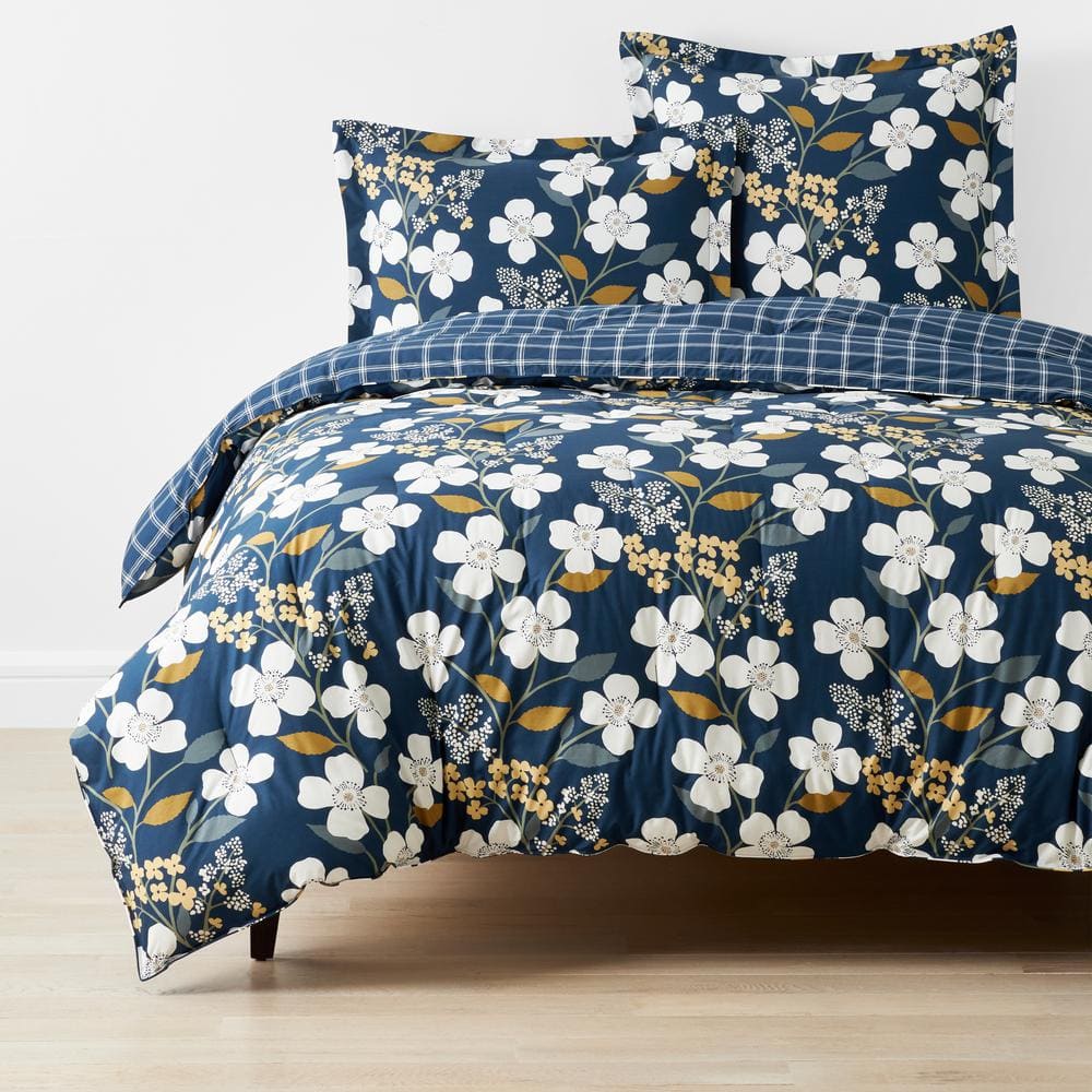 The Company Store Company Cotton Adley Floral Navy Twin/Twin XL Cotton ...