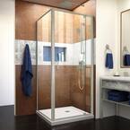 DreamLine Flex 32 in. x 32 in. x 74.75 in. Framed Corner Pivot Shower Enclosure in Brushed ...