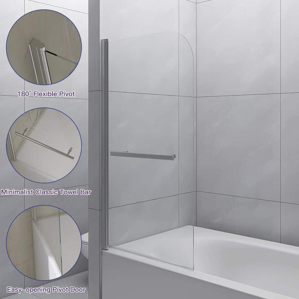 BWE 31 in. W x 55 in. H Bathtub Screen Frameless Glass Shower Door ...