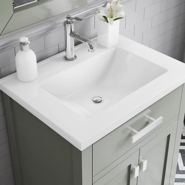 Water Creation Myra 24 in. W x 18 in. D Bath Vanity in Glacial Green ...