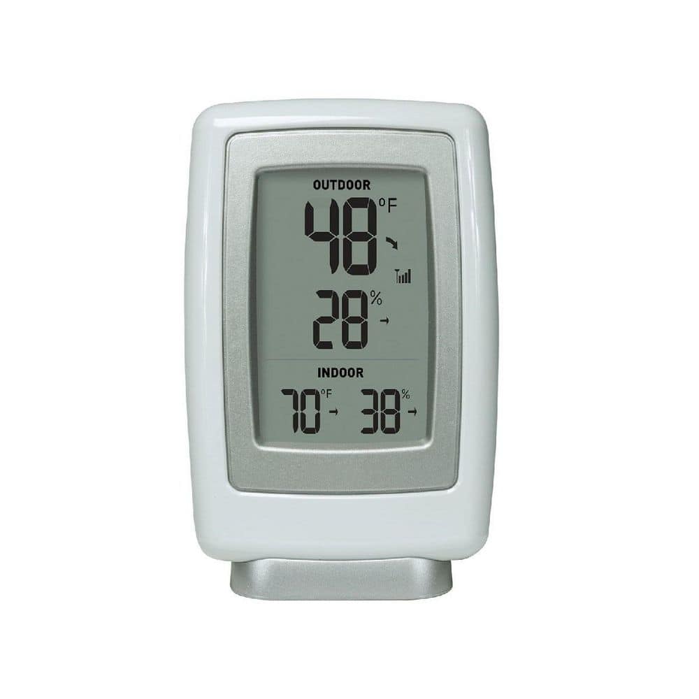 White Small Outdoor Thermometer with Wireless Temperature Sensor ...