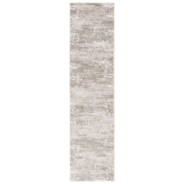 SAFAVIEH Meadow 2 ft. x 8 ft. Beige/Sage Distressed Abstract Runner Rug ...