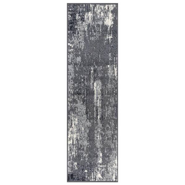 World Rug Gallery Modern Abstract Gray 2 ft. x 7 ft. Area Rug ...