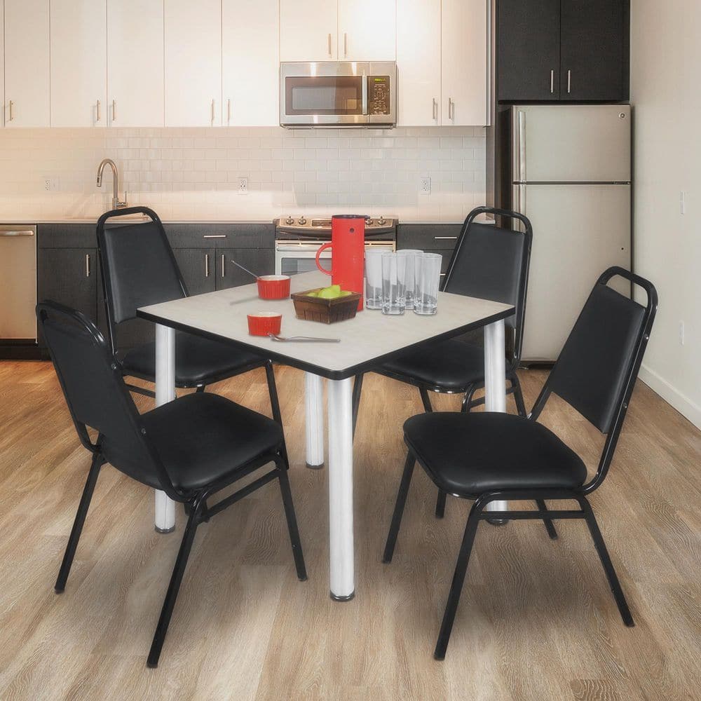 Regency Kee 42 in. Maple Top Square Breakroom Table Desk, Chrome Legs ...