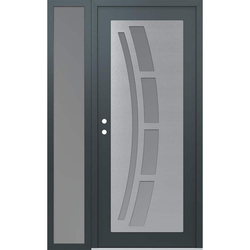Tessari Doors C12 50 in. x 80 in. Silver P Right-Hand/Inswing Frosted ...