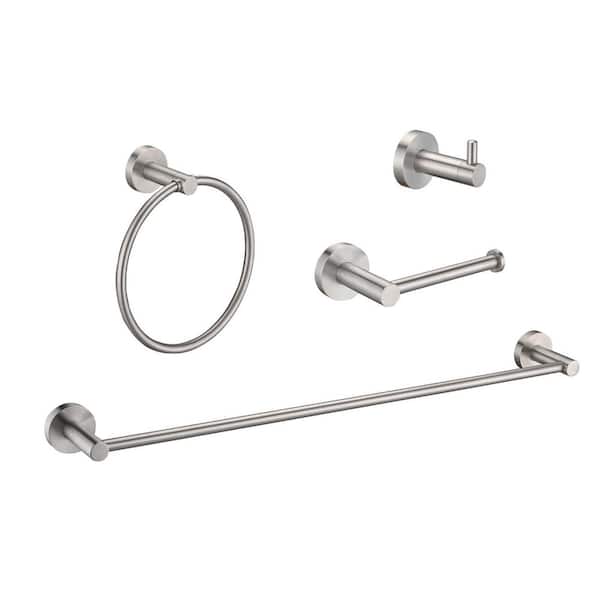 4-Piece Bath Hardware Set with 22.71 in. Towel Bar, Toilet Paper Holder ...