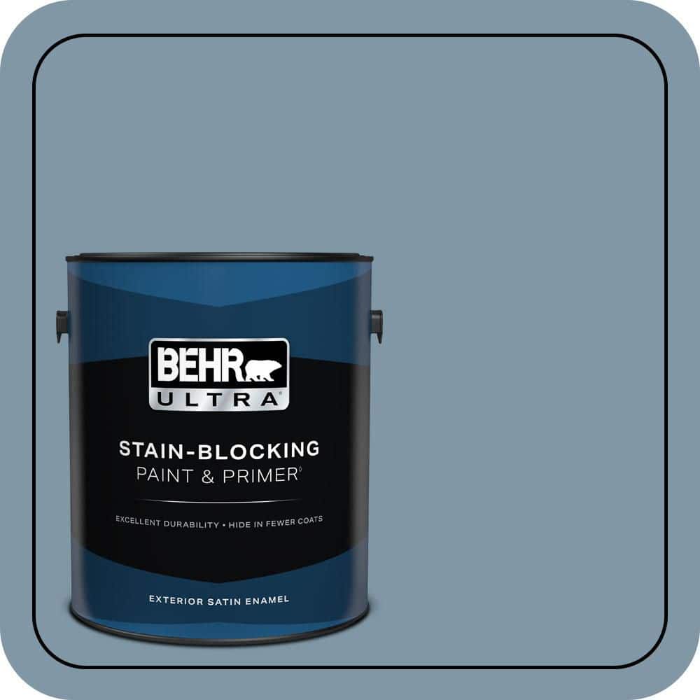 BEHR ULTRA 1 gal. #560F-5 Bleached Denim Satin Enamel Exterior Paint ...