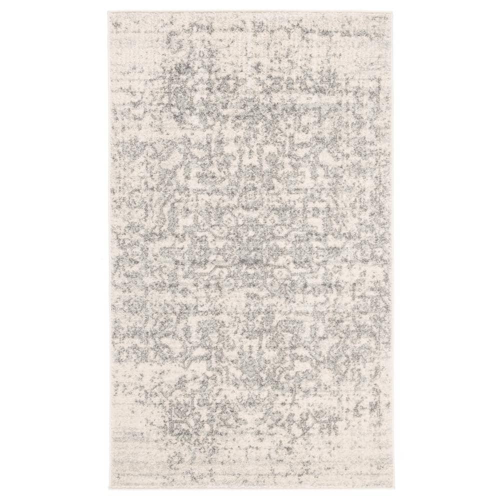 SAFAVIEH Madison Silver/Ivory Doormat 2 ft. x 4 ft. Geometric Area Rug ...