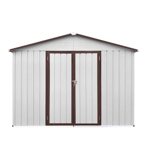 Siavonce 10 ft. W x 8 ft. D Metal Garden Sheds Outdoor Storage Sheds ...