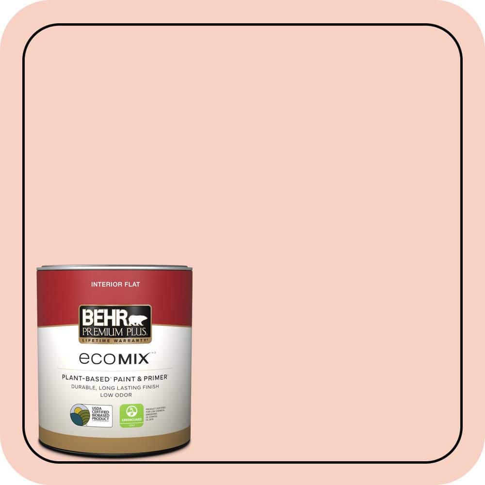 BEHR PREMIUM PLUS 1 qt. #210C-2 Demure Pink Flat EcoMix Plant-Based ...