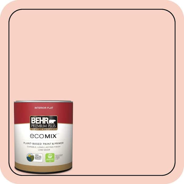 BEHR PREMIUM PLUS 1 qt. #210C-2 Demure Pink Flat EcoMix Plant-Based ...
