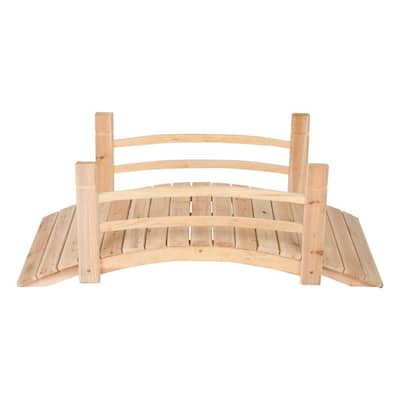 Shine Company 6 ft. Natural Cedar Wood Classic Arch Garden Bridge with ...